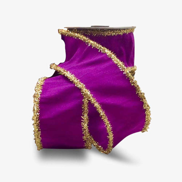 Purple Satin and Gold Tinsel Ribbon | Fancy Face Designs– FancyFace Designs