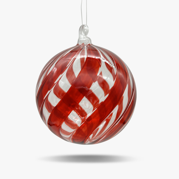Clear Red Striped Glass Ball Ornament | Fancy Face Designs– FancyFace ...