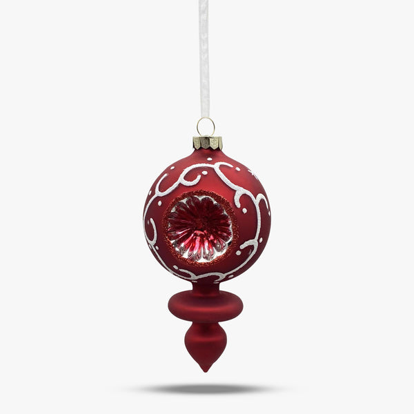 Vintage Red Reflector Glass Finial Ornament | Fancy Face Designs ...